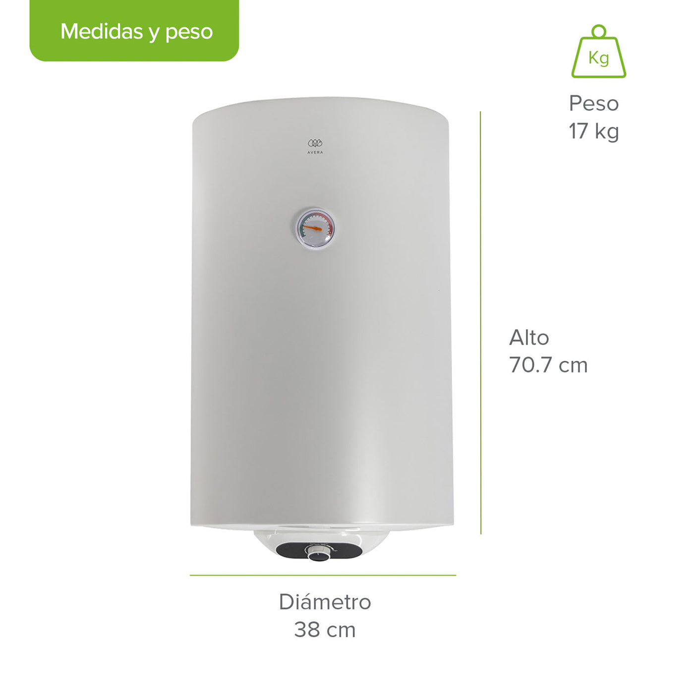 Calentador De Agua De Depósito Eléctrico 50 Litros 127 V 15 Servicio