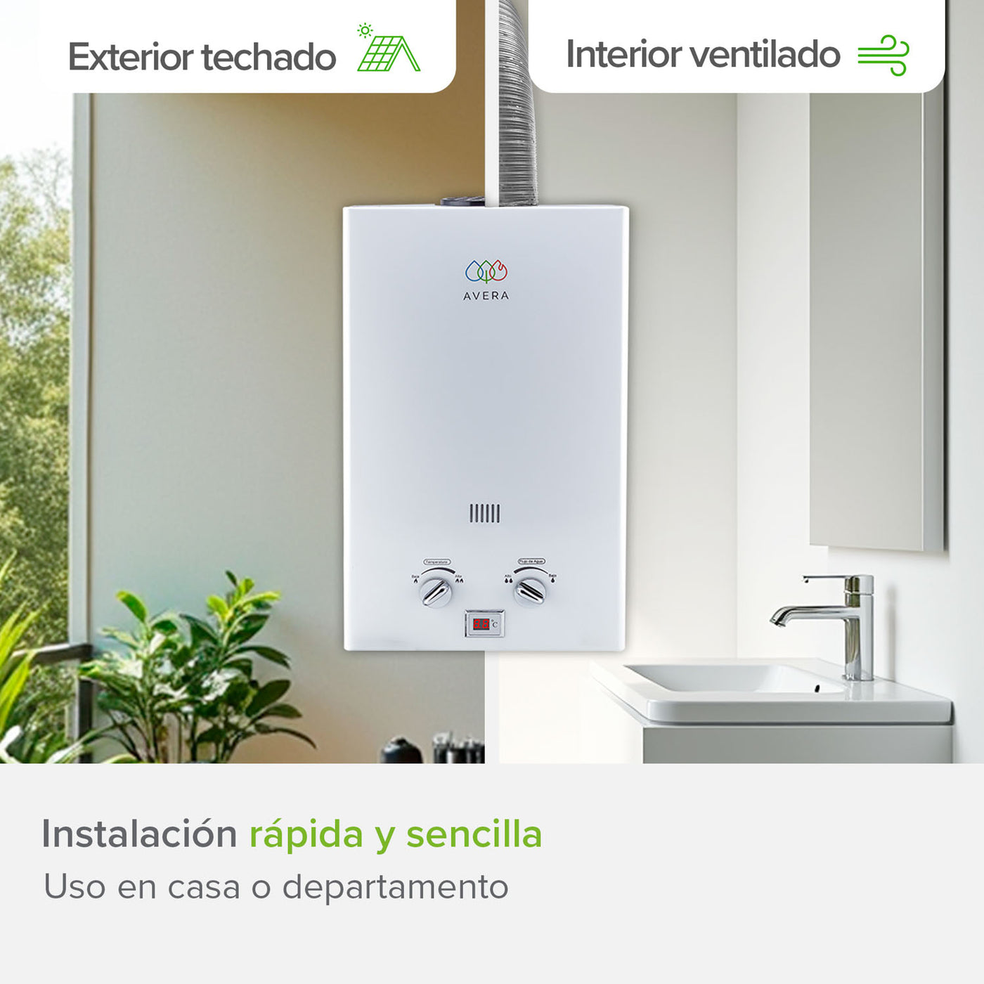 Calentador de agua instantáneo para gas LP 16 Litros/Minuto, 3.5 Servi ...