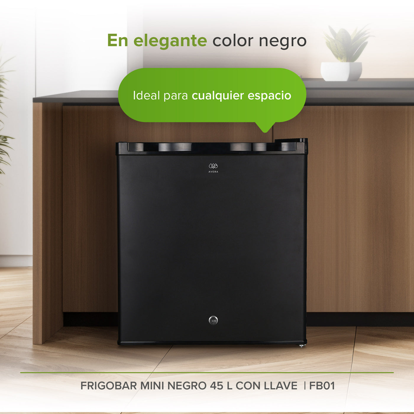 Frigobar Mini Negro 45L con Llave y Oferta Especial | Avera.mx