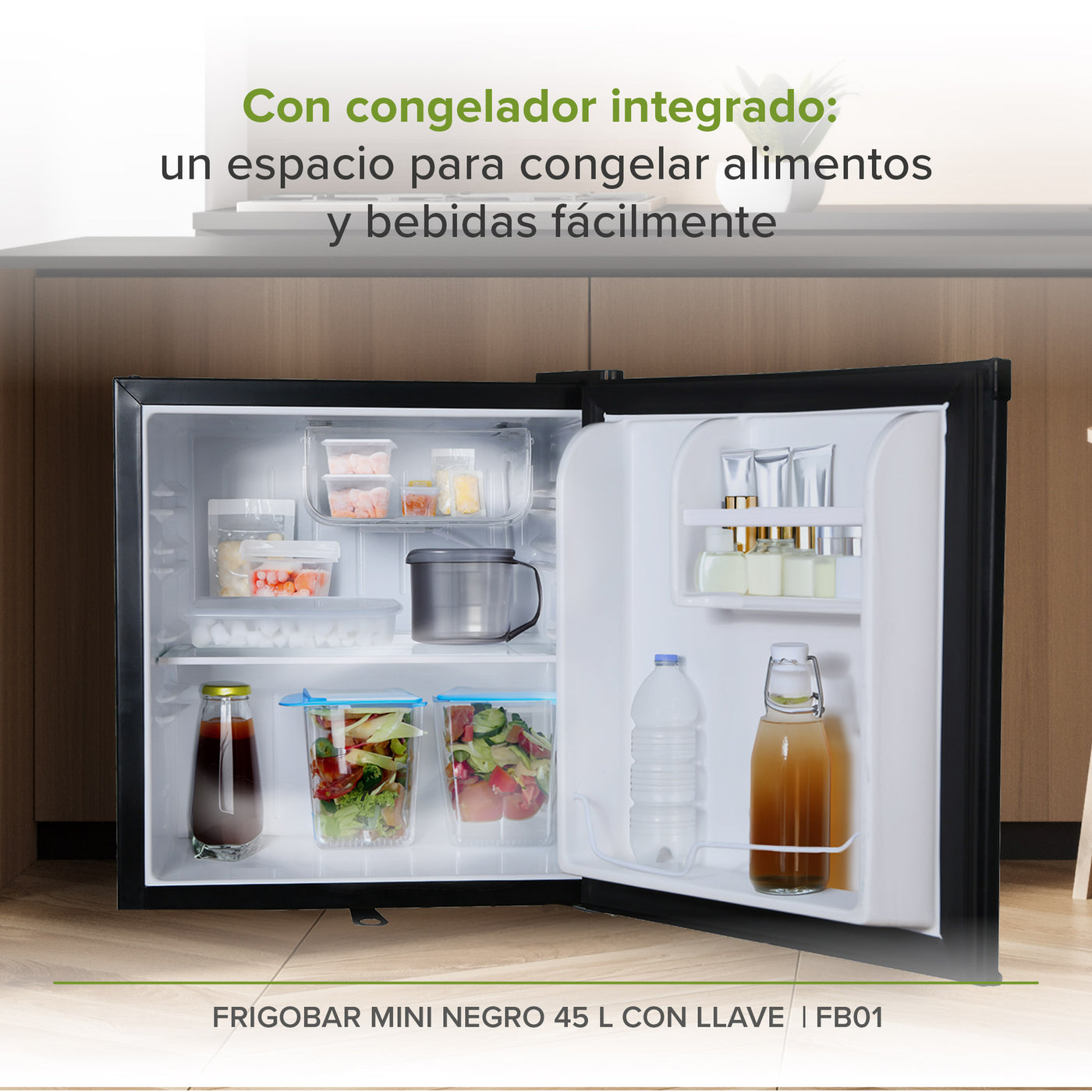 Frigobar Mini Negro 45L con Llave y Oferta Especial | Avera.mx